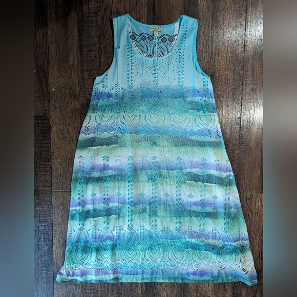 ONE WORLD | Dresses | One World Womens Mermaid Core Green Blue Overlay ...